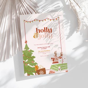 Cute Christmas Party Invitation | Editable Canva Template | Pastel ...