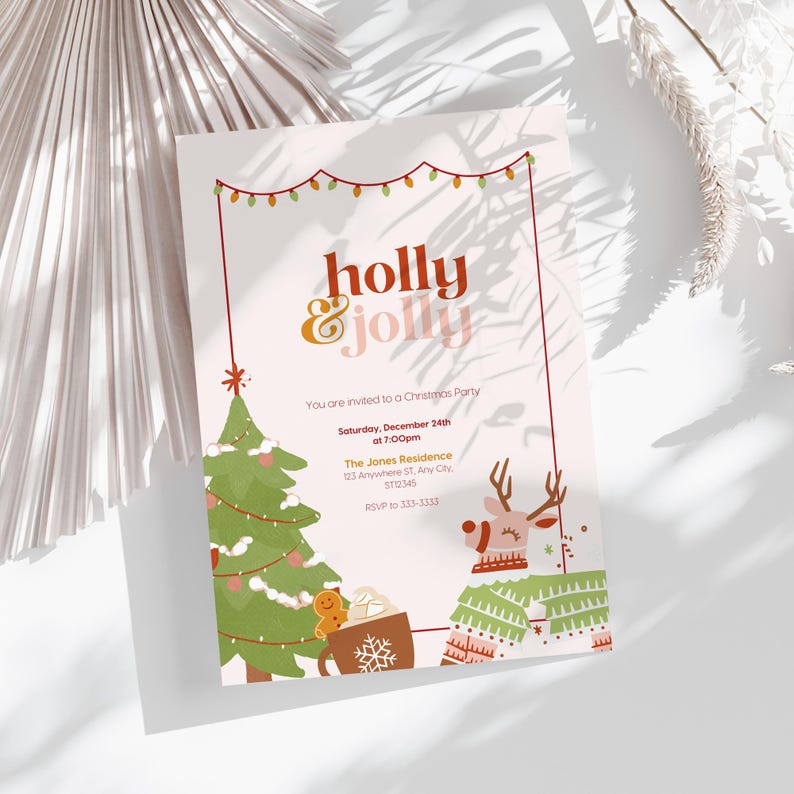 Cute Christmas Party Invitation | Editable Canva Template | Pastel ...