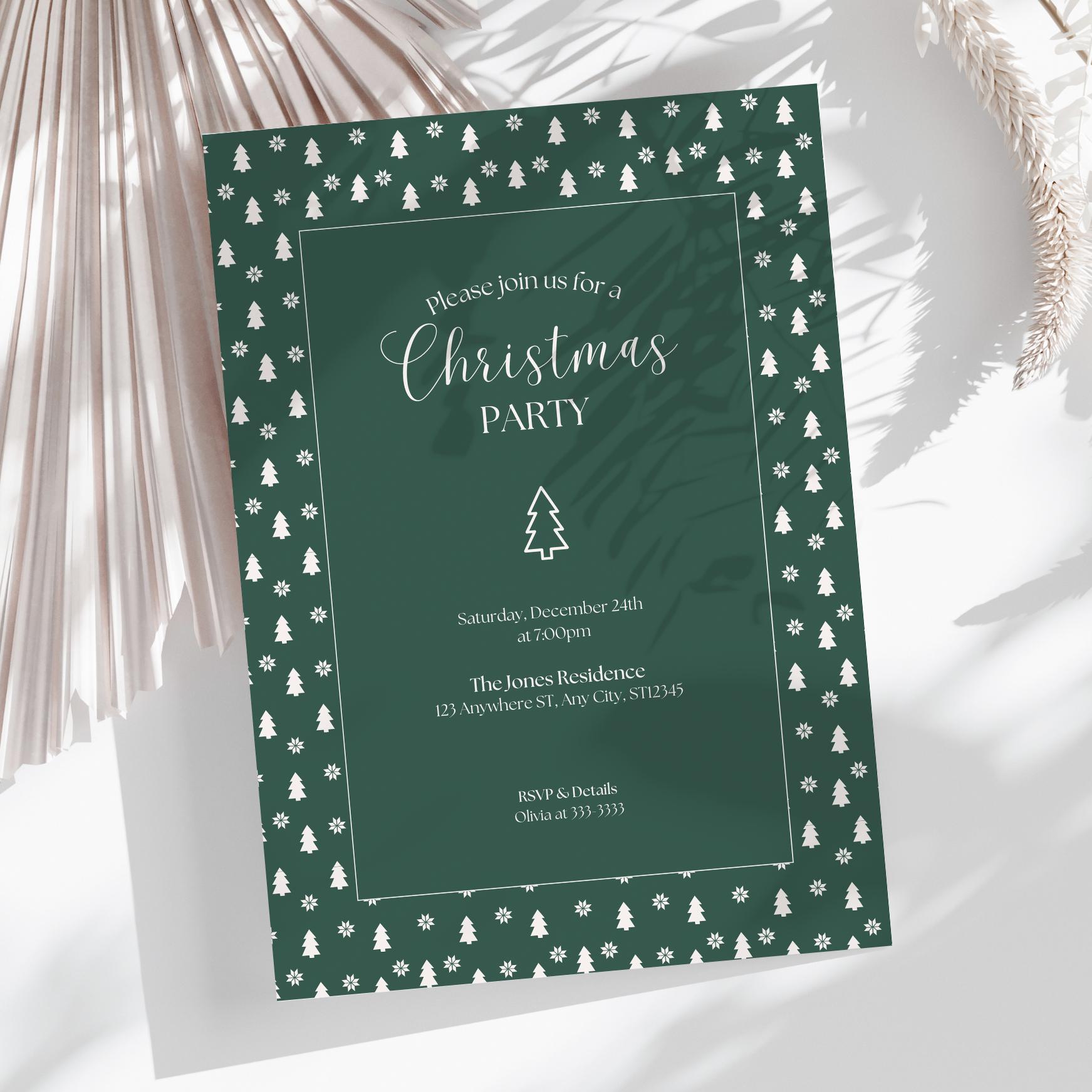 Editable Green Christmas Party Invitation | Canva Template | Merry ...