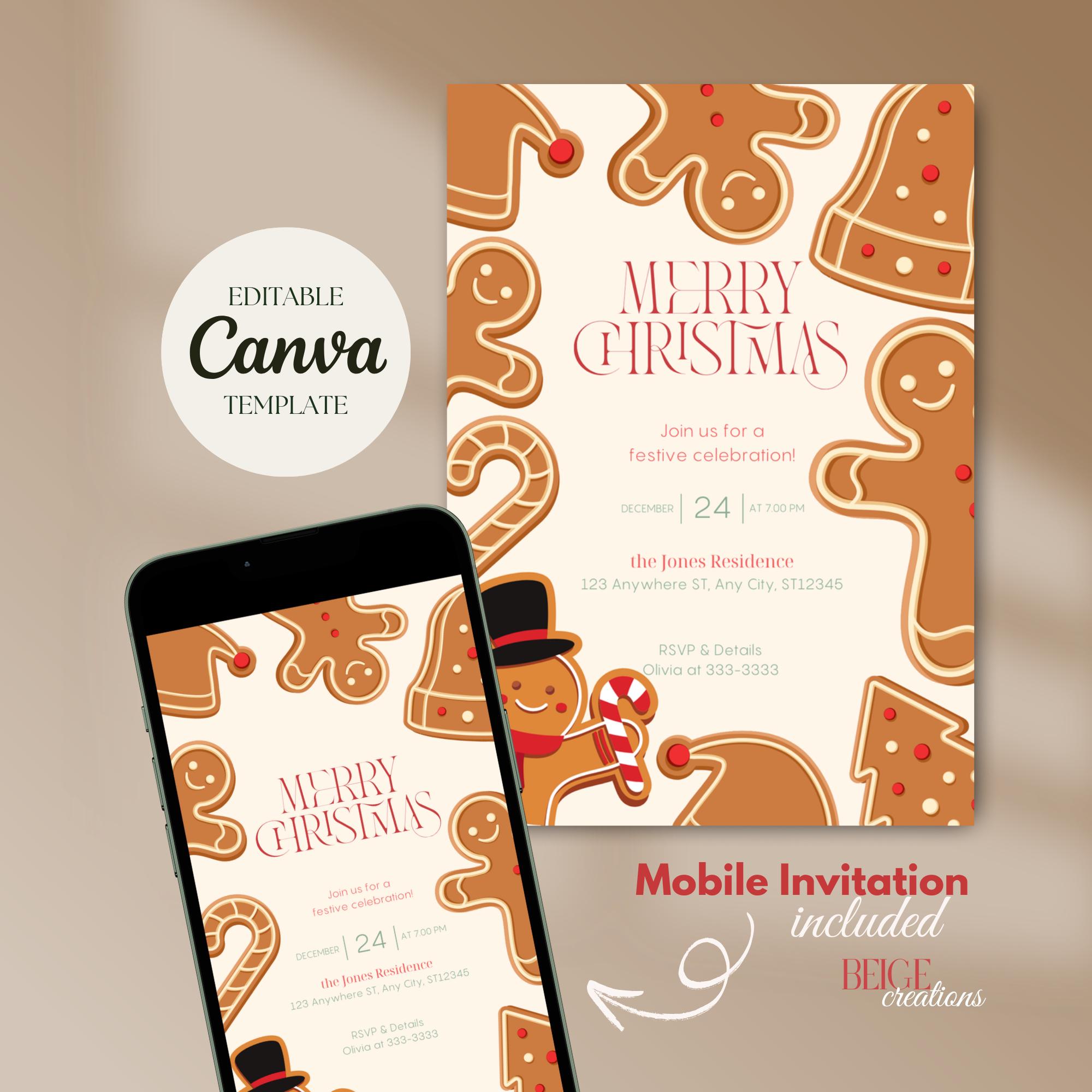 Editable Cute Christmas Party Invitation | Canva Template | Merry ...