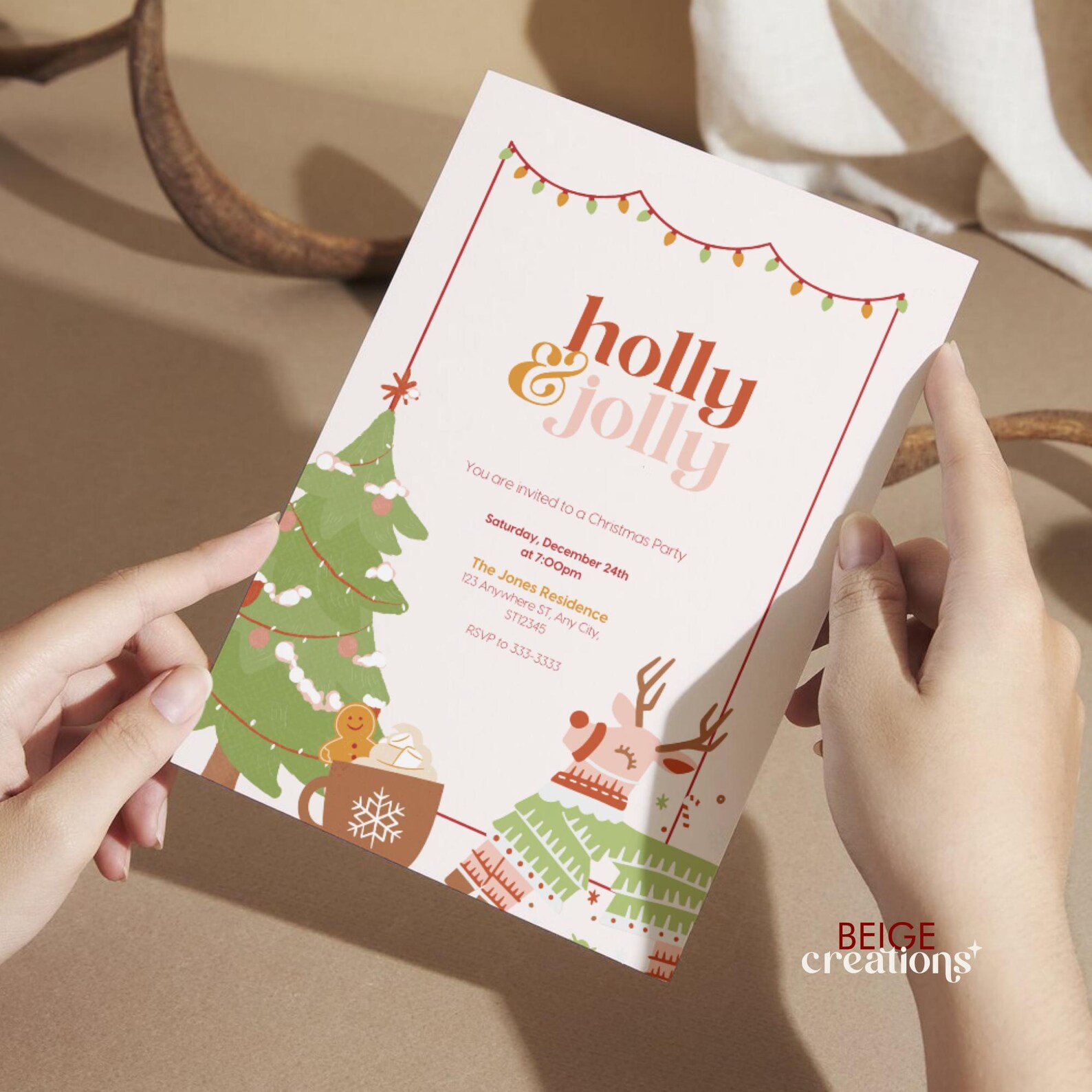 Cute Christmas Party Invitation | Editable Canva Template | Pastel ...