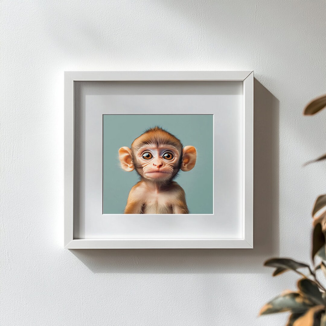 Portrait + Baby Monkey - Artwork Print on Paper - Etsy