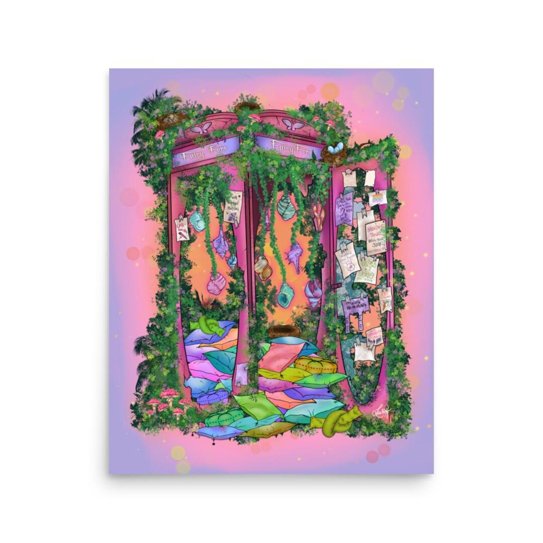 Human-made Pink Fairy Fantasy Telephone Booth With Cozy Book Nook - Etsy