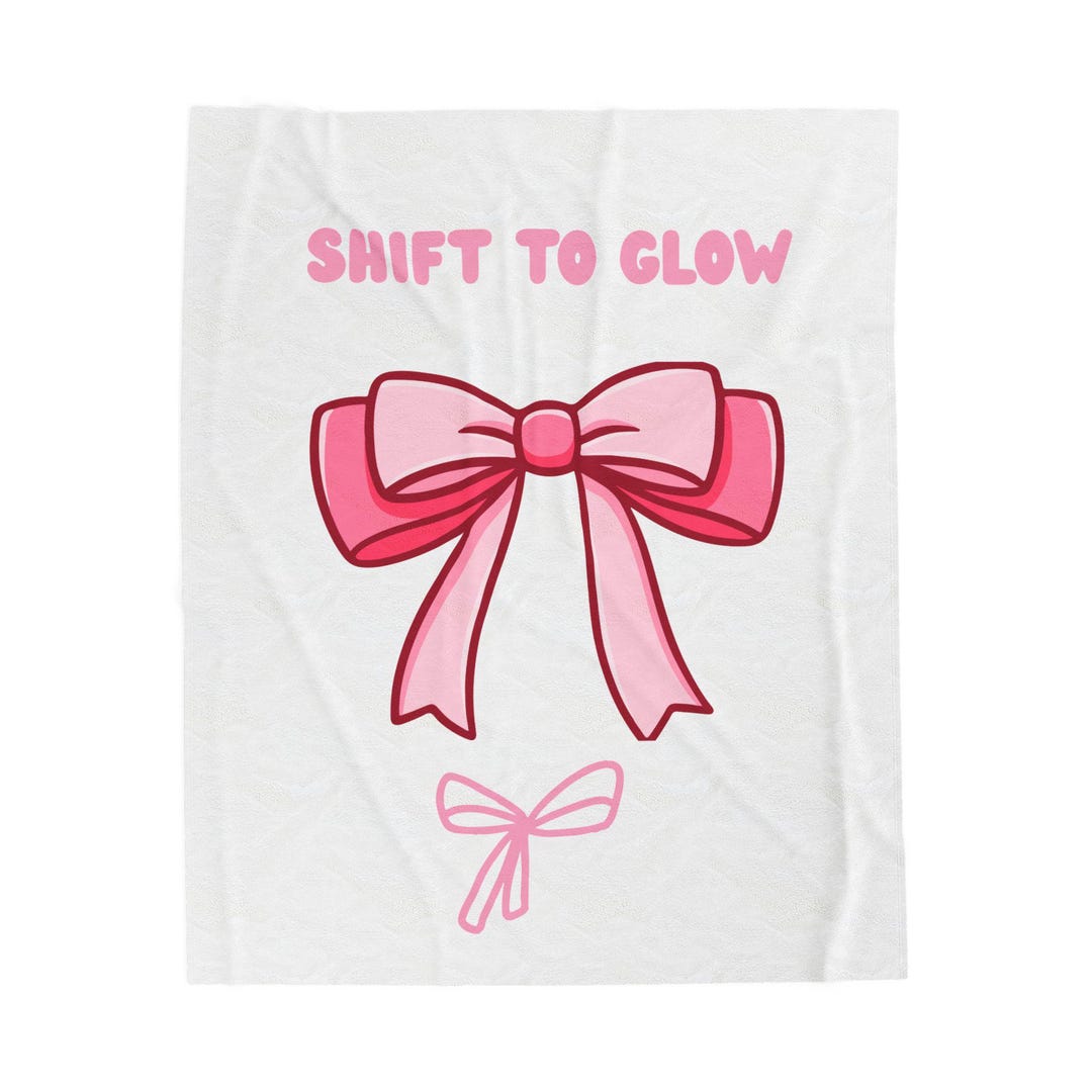 Shift to Glow Bow Illustration Velveteen Plush Blanket | Pink Bow ...