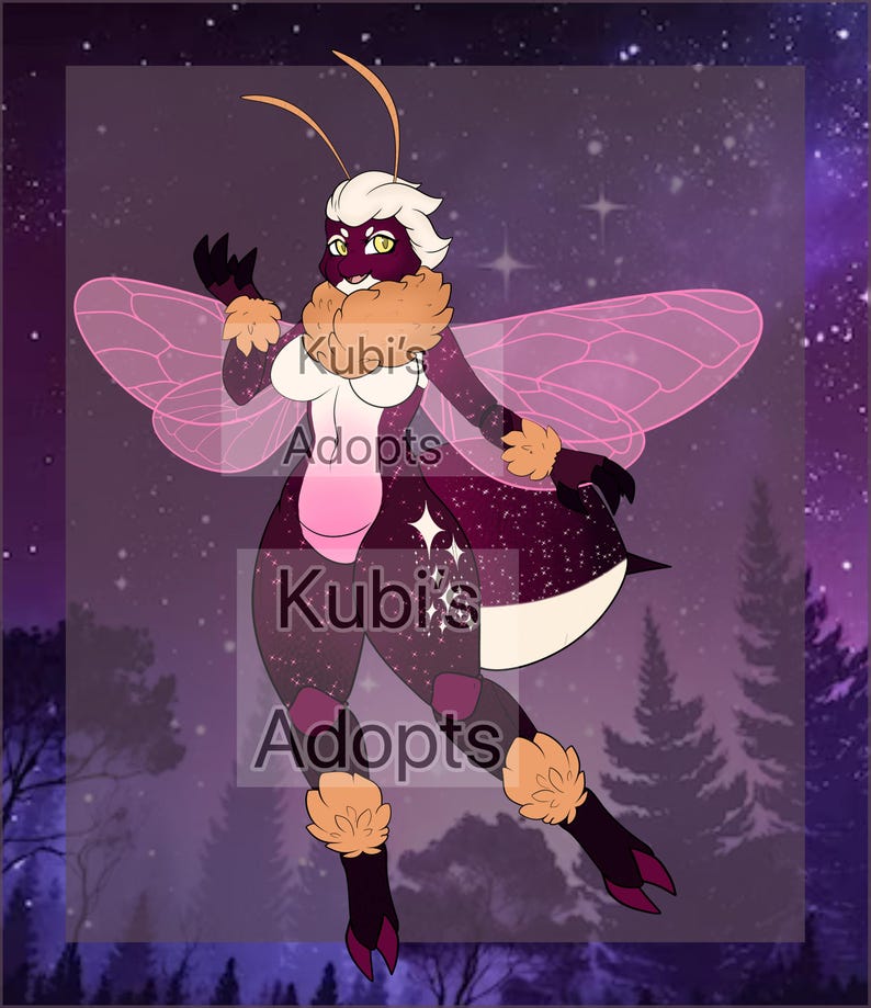 Galaxy, Space, Dark Purple Themed, Female Anthro Bee Adopt Fursona Oc ...