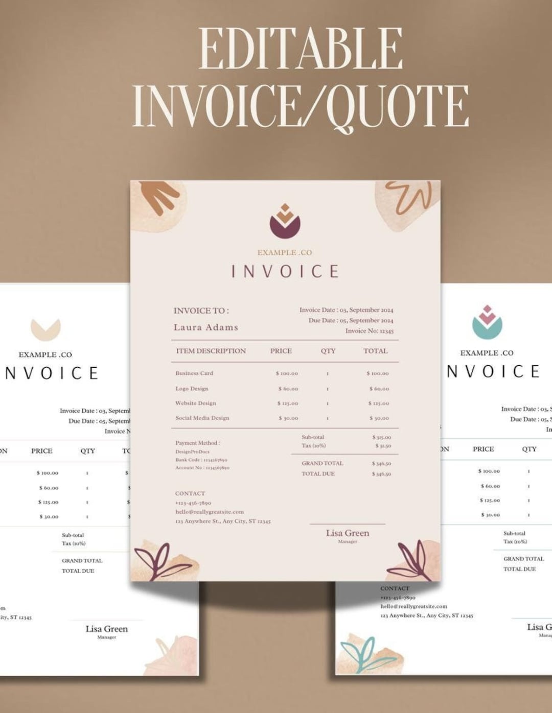 Modern Canva Invoice Template Editable Design, Printable PDF ...