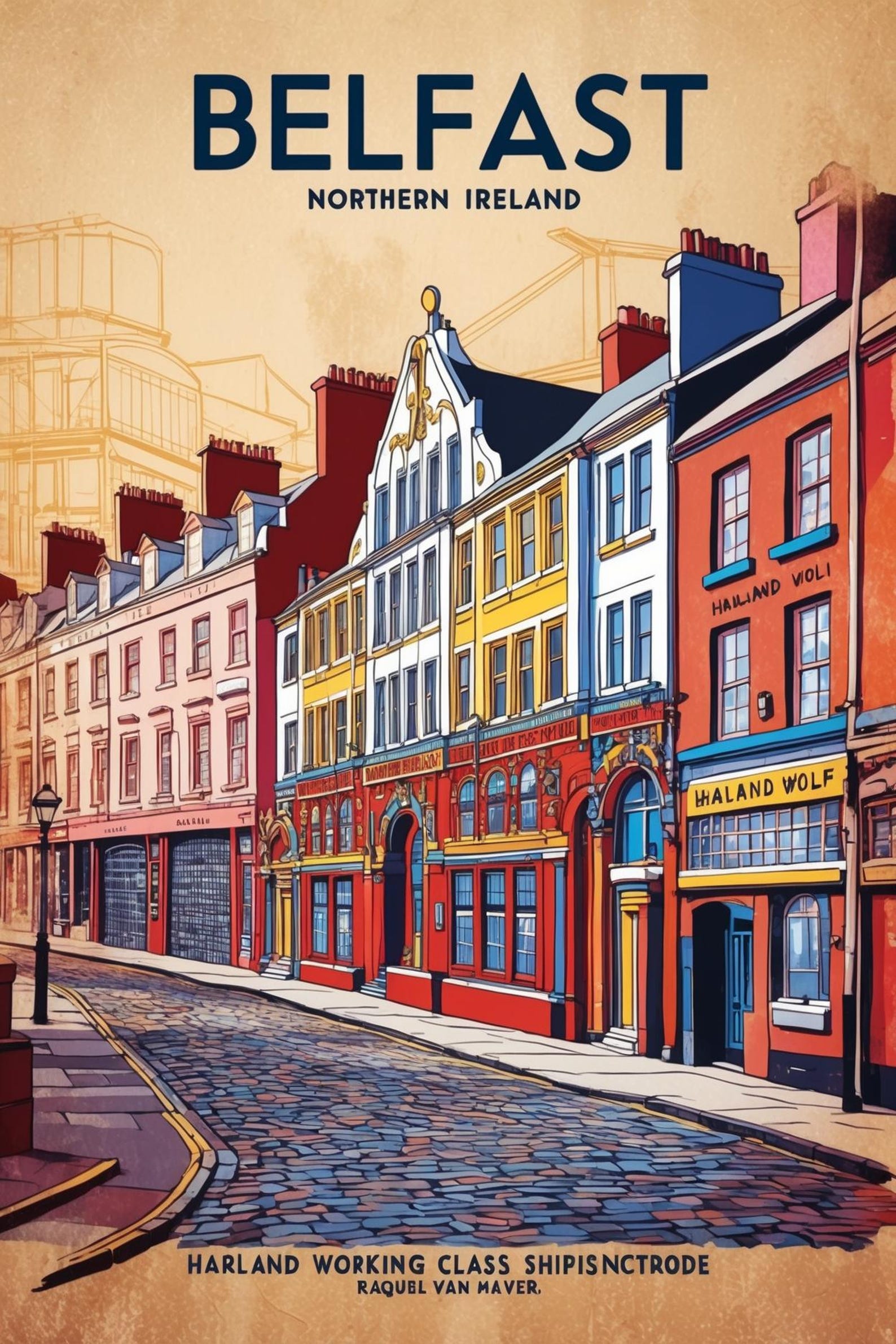 Vintage Belfast Posters - Hand-drawn Northern Ireland Cityscapes, RMS ...
