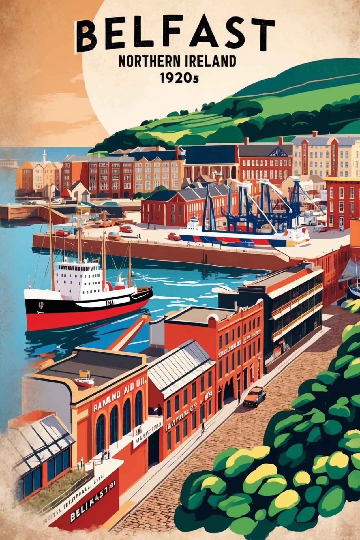 Vintage Belfast Posters - Hand-drawn Northern Ireland Cityscapes, RMS ...