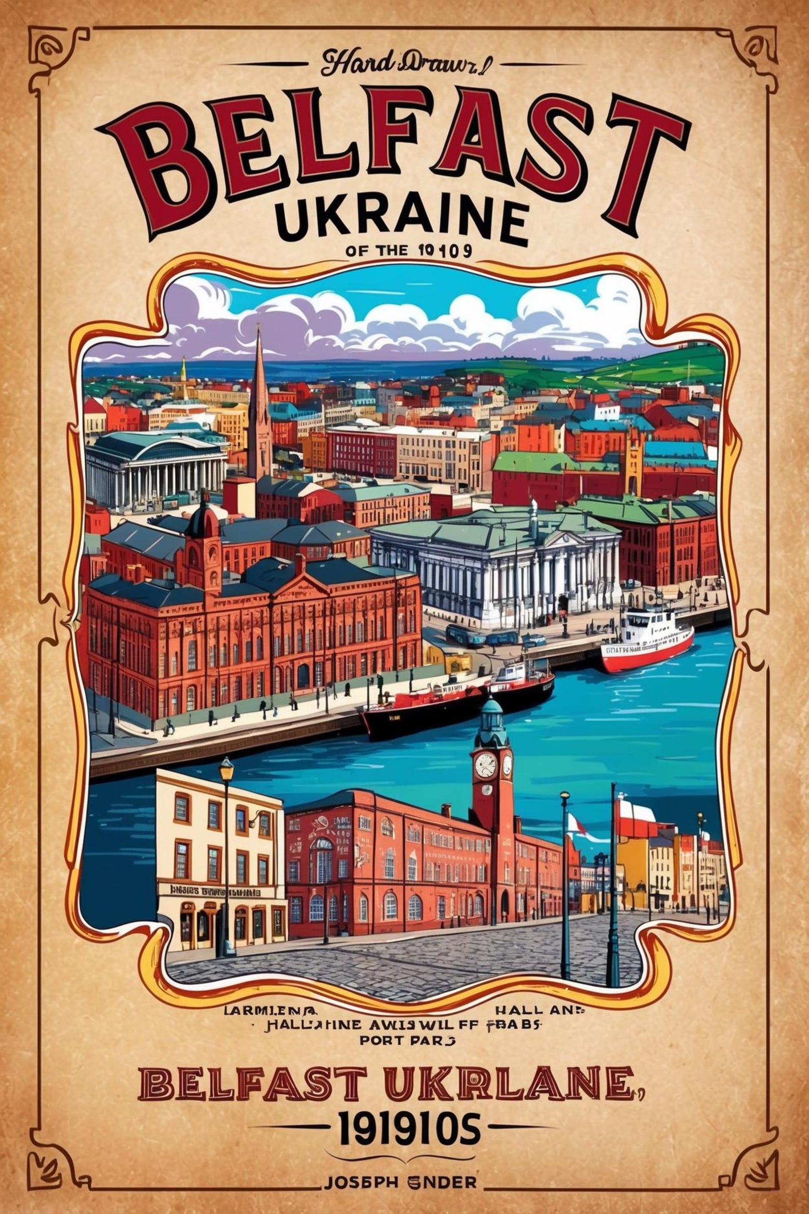 Vintage Belfast Posters - Hand-drawn Northern Ireland Cityscapes, RMS ...