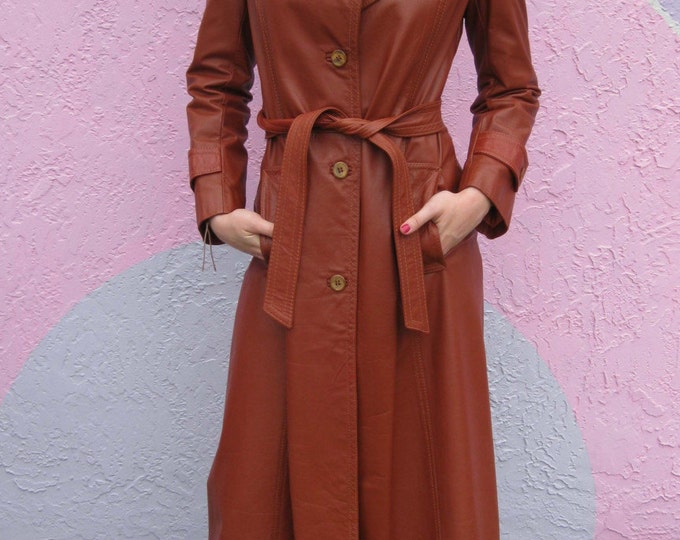 1970s Rust Colored Leather Trench Coat RESERVED FOR Ssf168 - Etsy