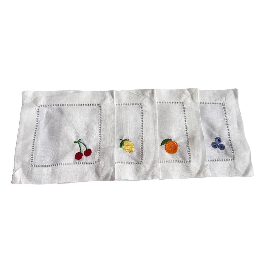 Luxury Embroidered Fruit Linen Napkin Set - Etsy
