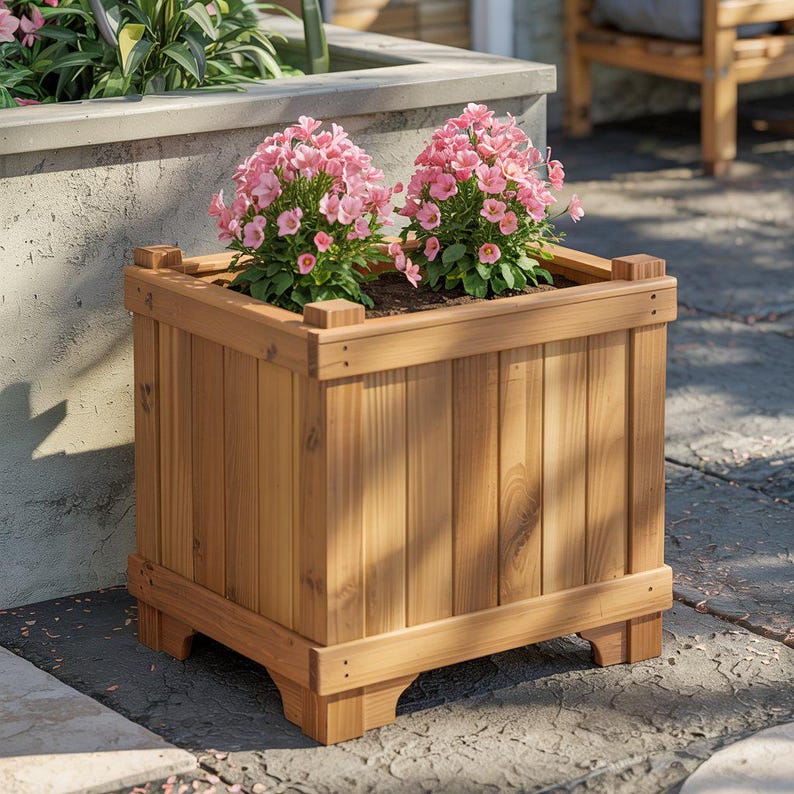 DIY Wooden Planter Box Plans | Cedar Raised Garden Bed PDF | Outdoor ...