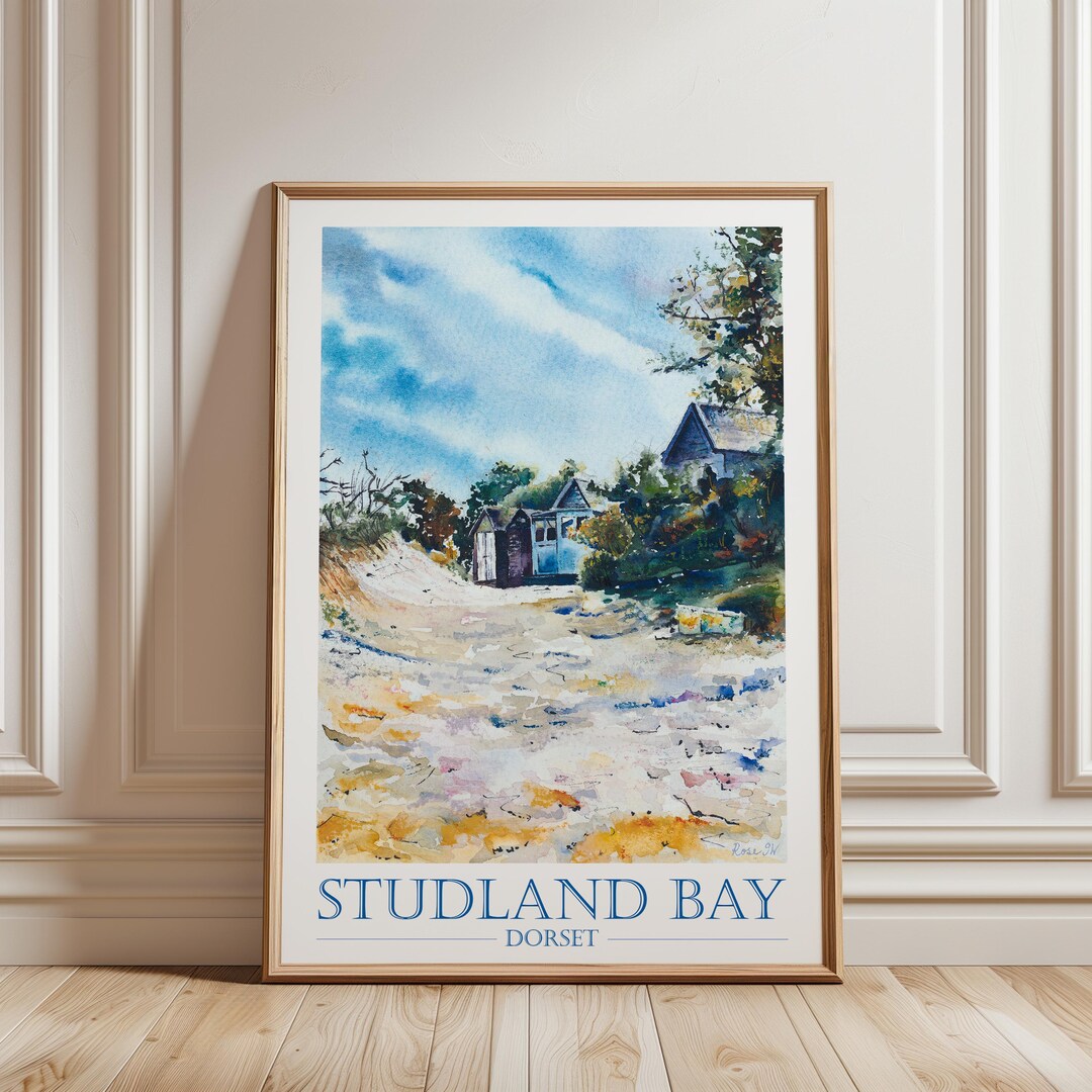 A4 Hand-painted Studland Bay Watercolour Giclée Poster - Etsy UK