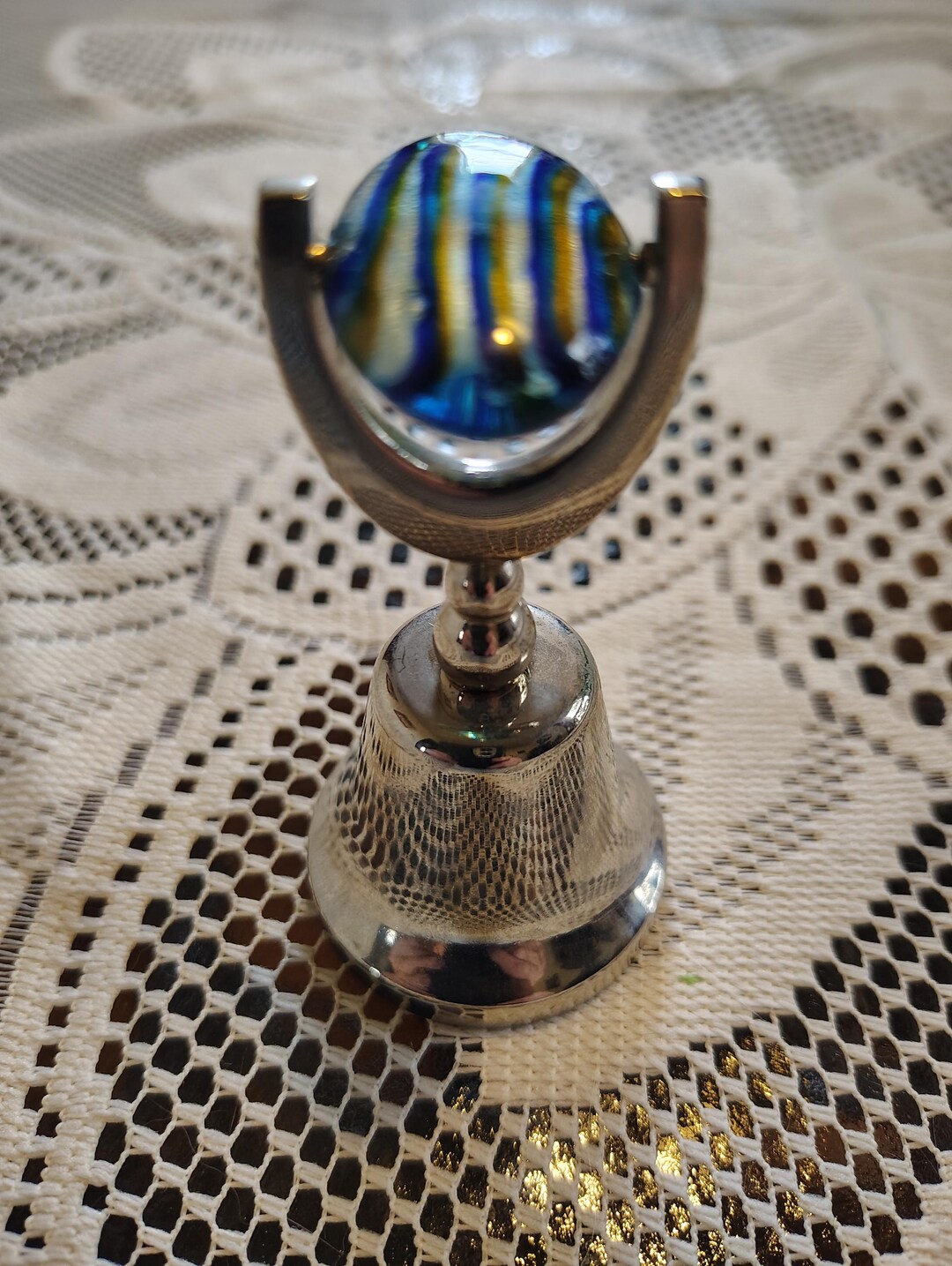 Chrome Bell With Glass Spinner... Treasuresbyflick - Etsy