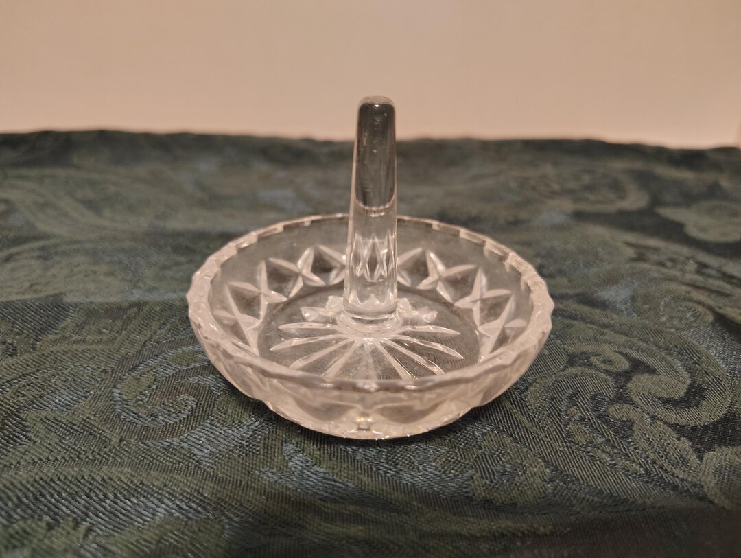 Vintage Glass Crystal Ring Caddy Holder - Etsy