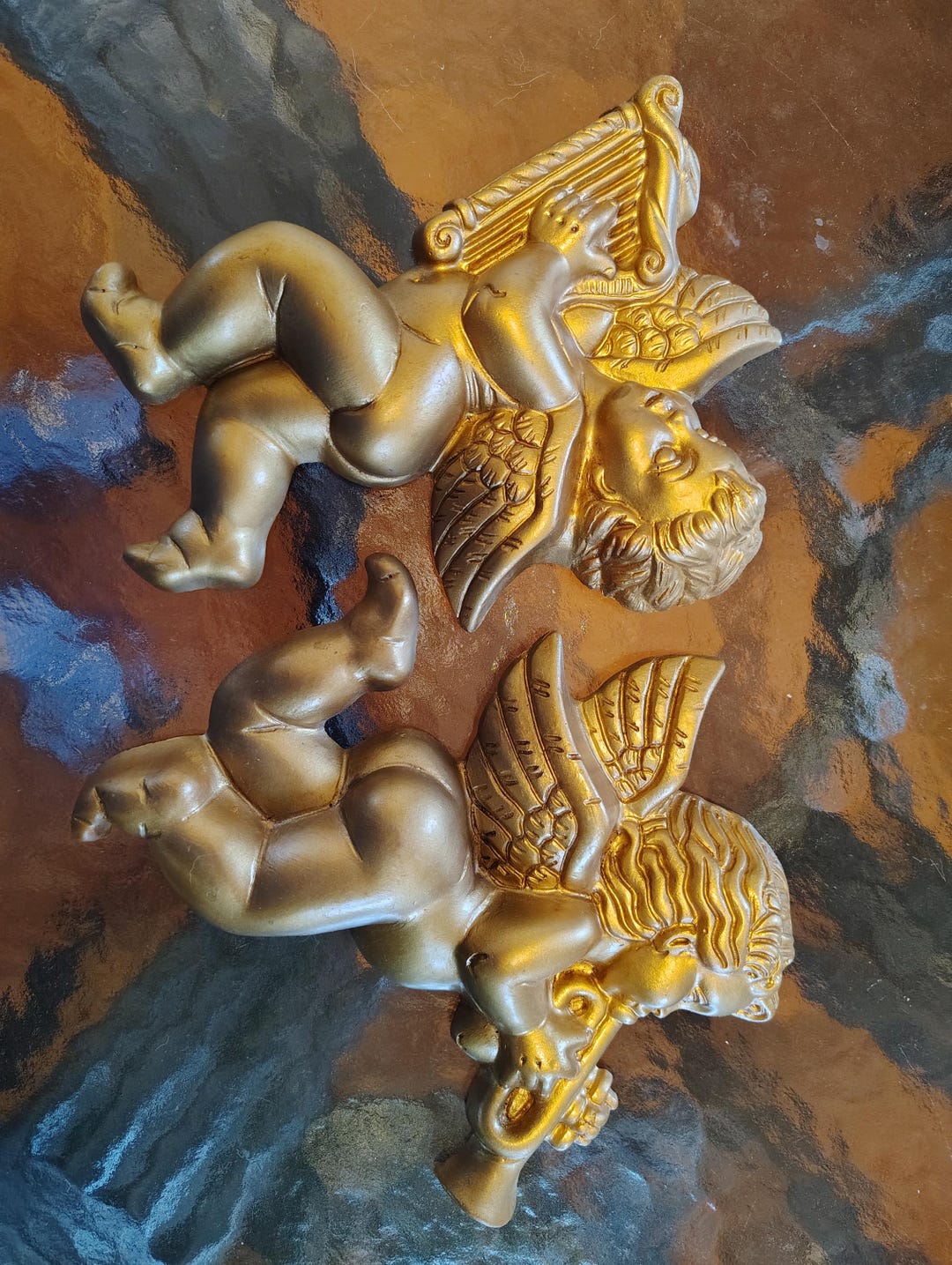 Vintage Christmas Gold Cherubs Wall Decor - Etsy