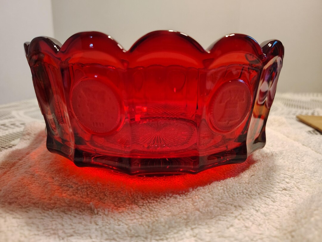 Vintage Fostoria 1960's Ruby Red Coin Glass Bowl.. Treasuresbyflick - Etsy