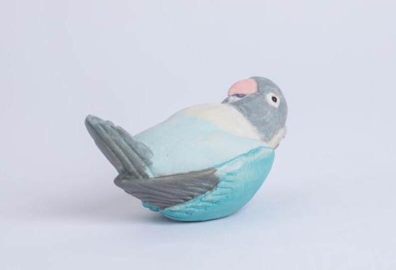 Handcrafted Clay Animal - Lovebird Blue - Etsy