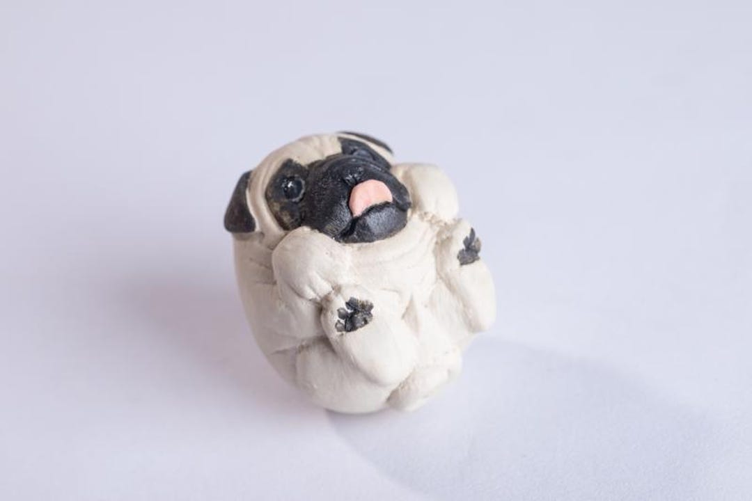 Handcrafted Clay Animal - Pug White - Etsy
