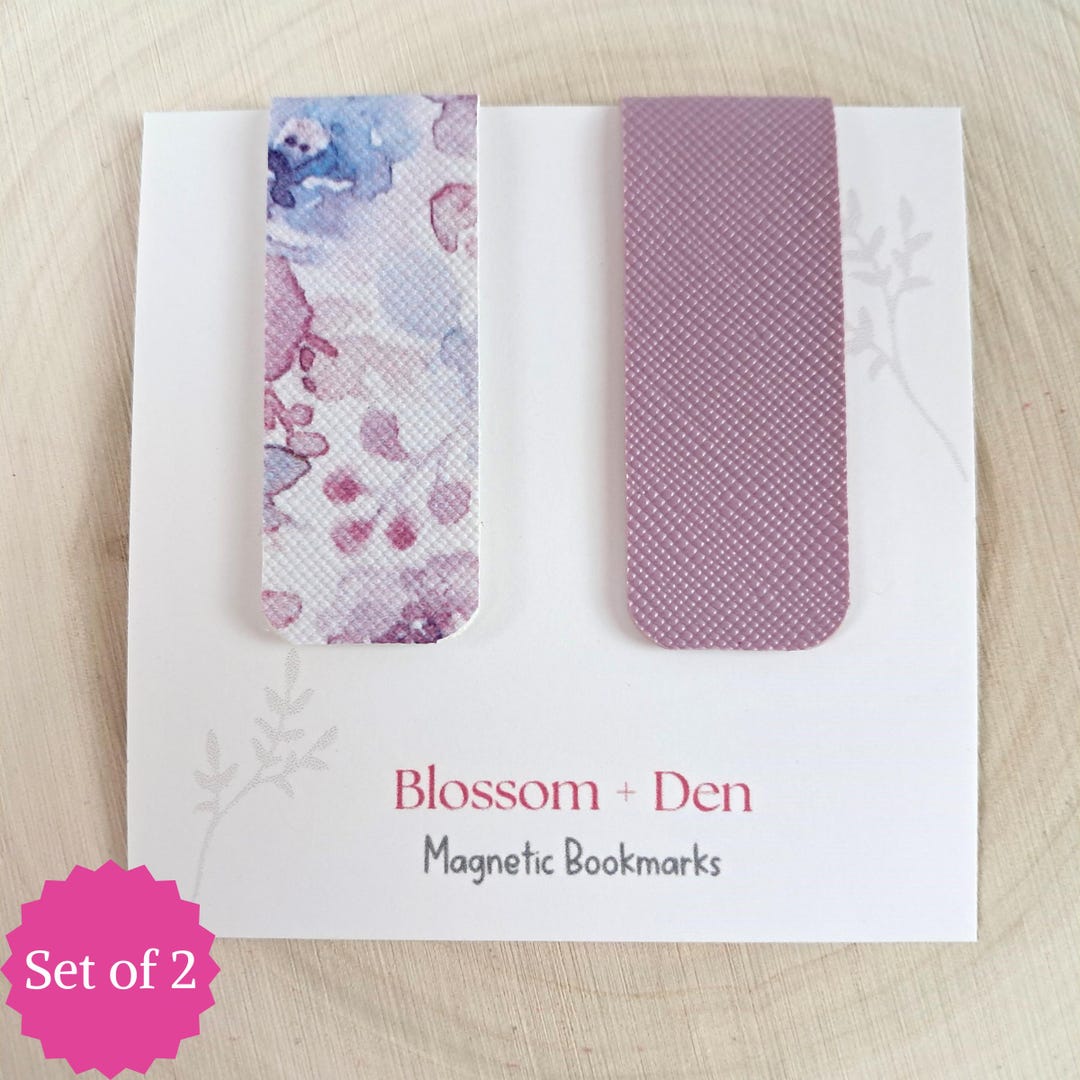 Faux Leather Magnetic Bookmarks Set of 2, Book Gift, Book Lover Gift ...