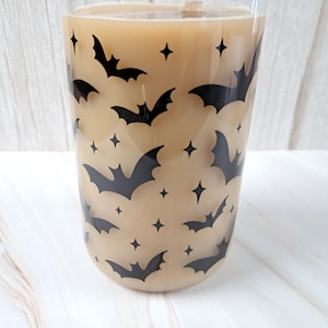 Halloween Bat Glass Can Tumbler, 16oz Can Tumbler, Iced Coffee Glass ...