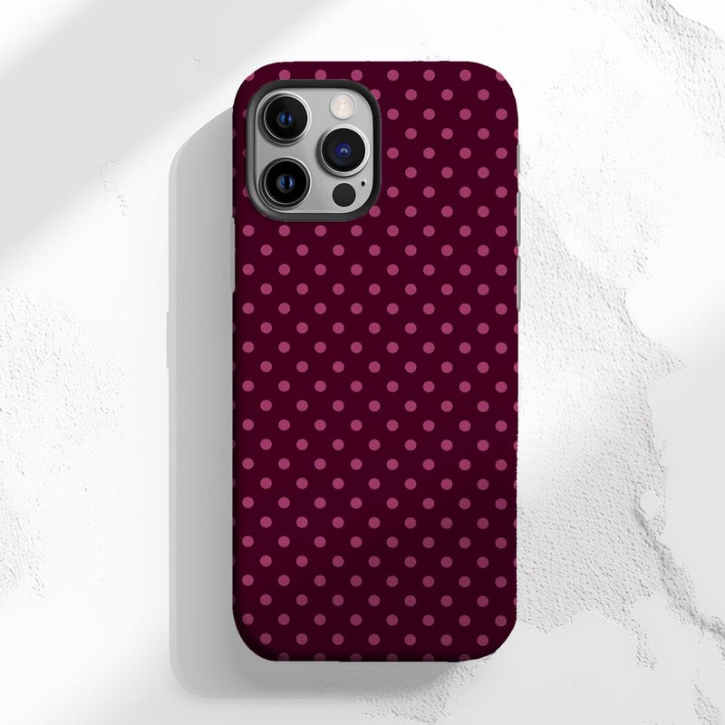 Burgundy Phone Case Dots - Etsy