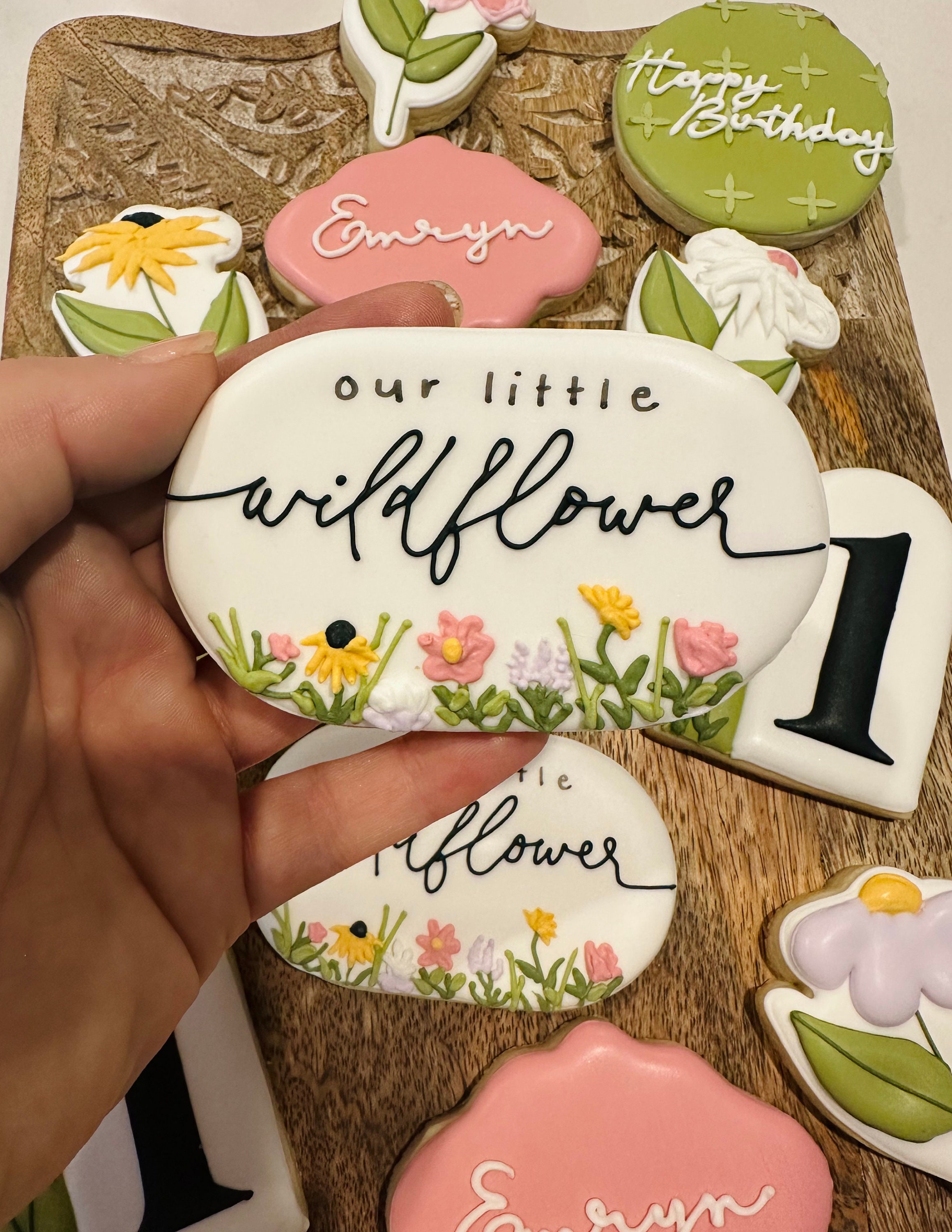 Our Wildflower is One Cookies Custom Sugar Cookies Birthday Cookies ...