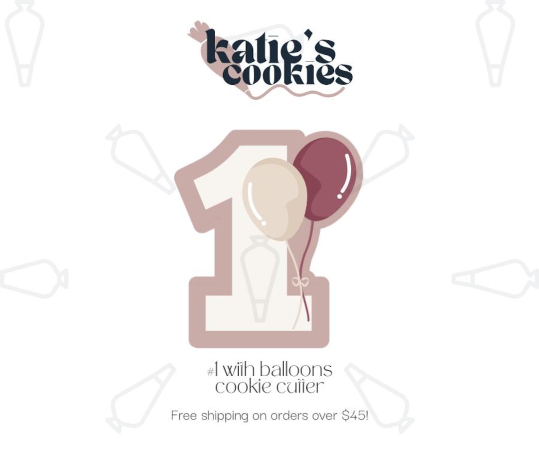 One With Balloons Cookie Cutter (multiple Sizes Available) - Number ...