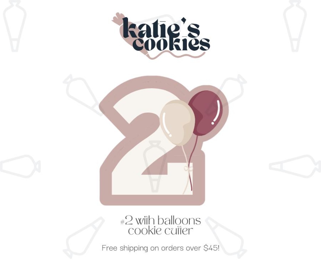 Two With Balloons Cookie Cutter (multiple Sizes Available) - Number ...