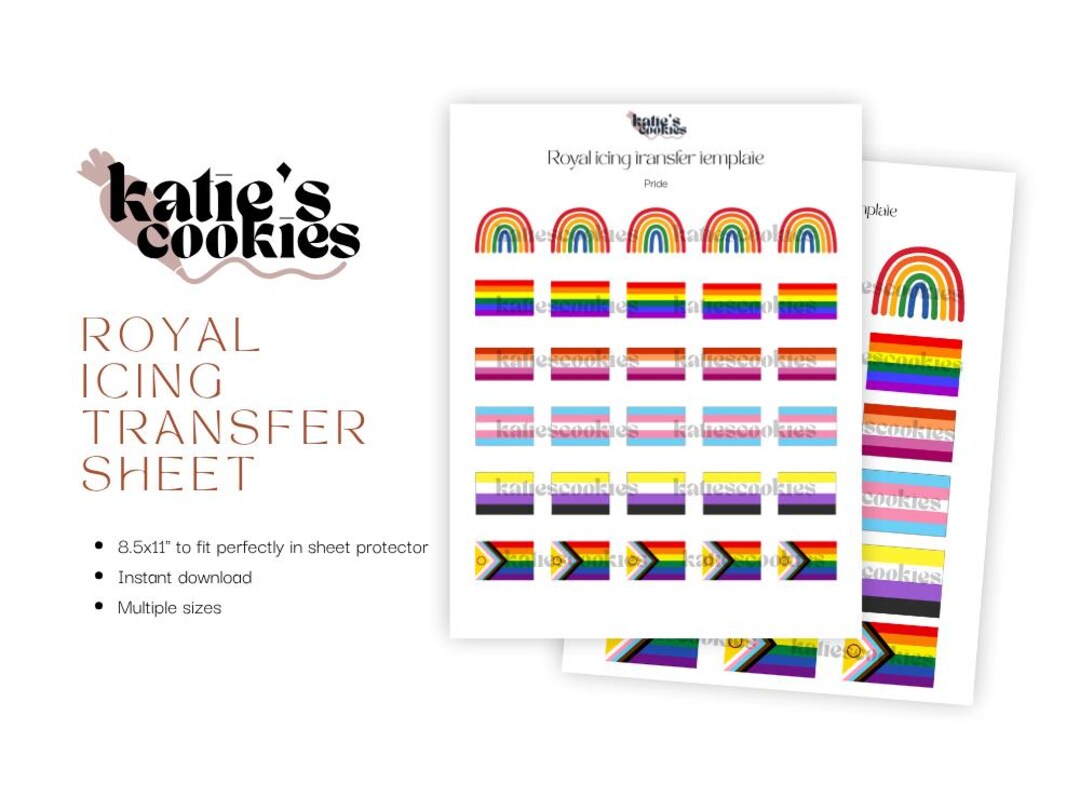 Pride Flag Royal Icing Transfer Sheet - Cookie Sheet - Sugar Cookie ...
