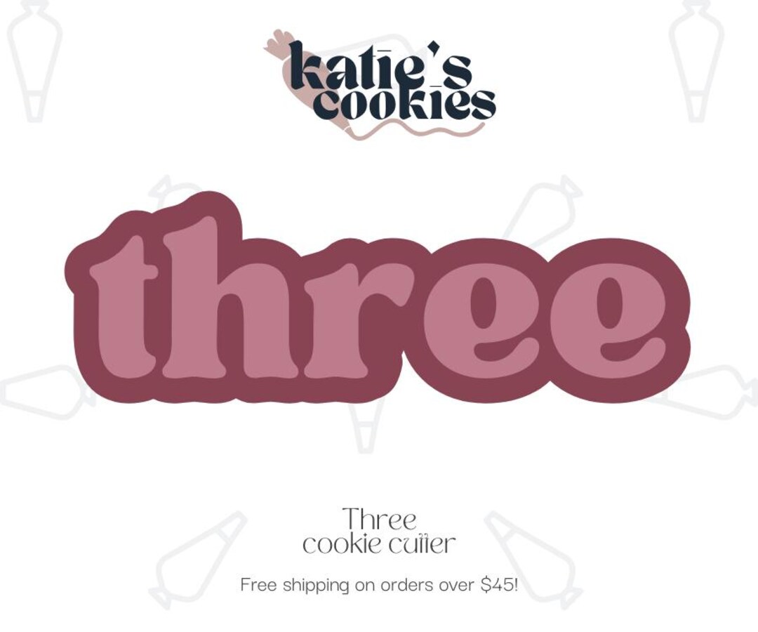 Three Cookie Cutter (multiple Sizes Available) - Number Cookie Cutter ...