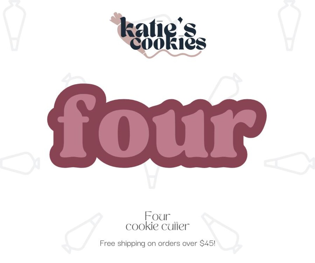 Four Cookie Cutter (multiple Sizes Available) - Number Cookie Cutter ...