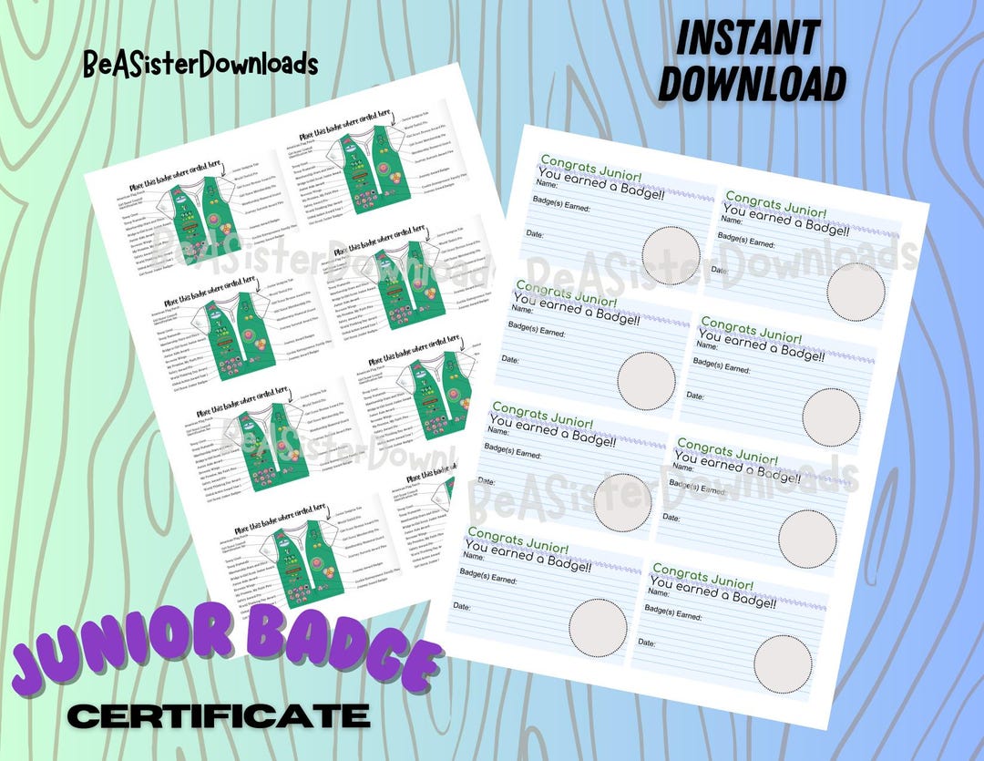 Junior Badge Certificate - Etsy