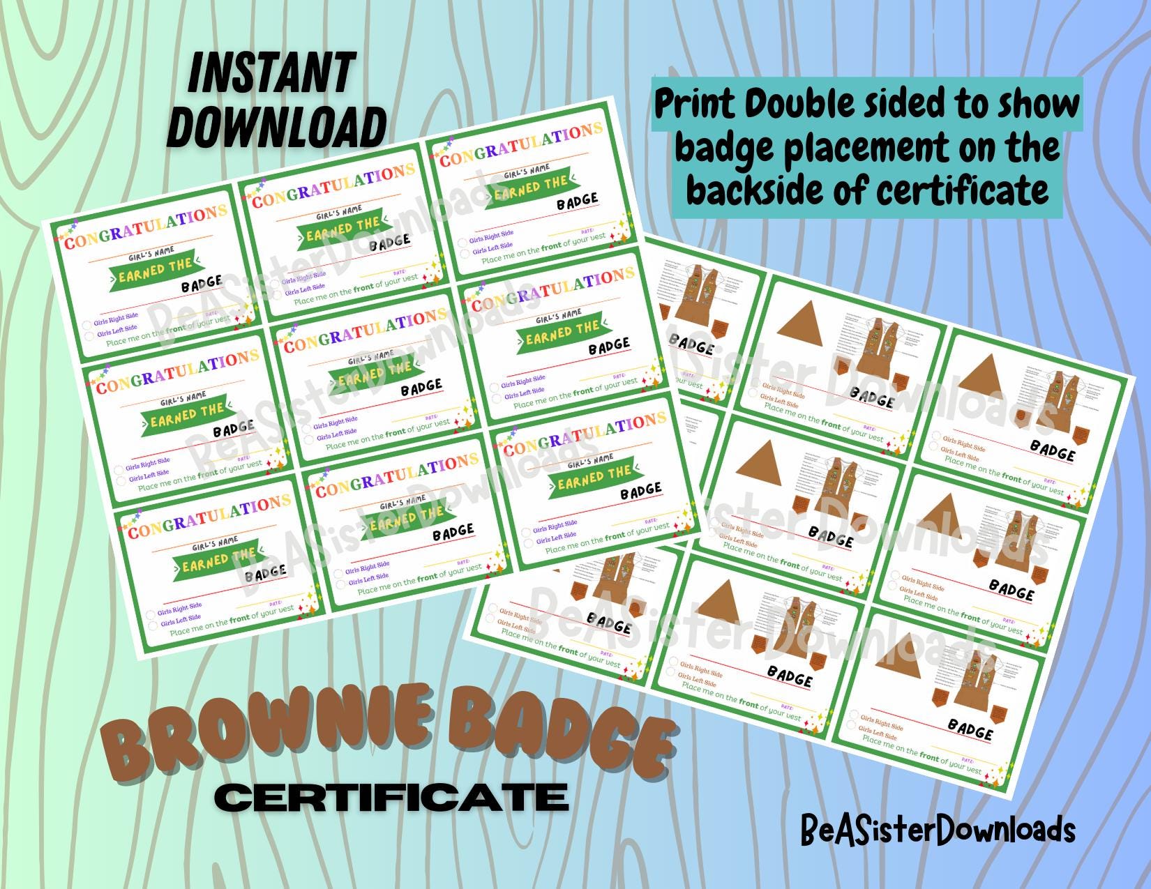 Brownie Badge Certificates - Blank - Etsy