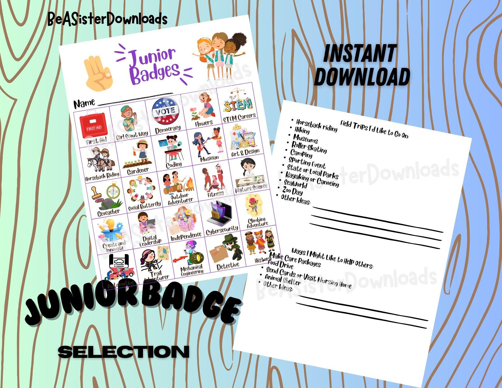 Junior Badge Choice Survey Girl Scouts - Etsy