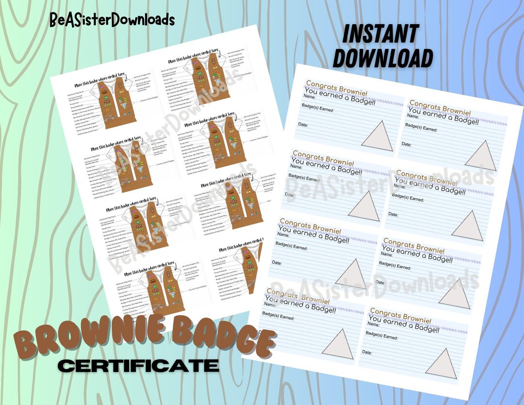 Brownie Badge Certificate - Etsy