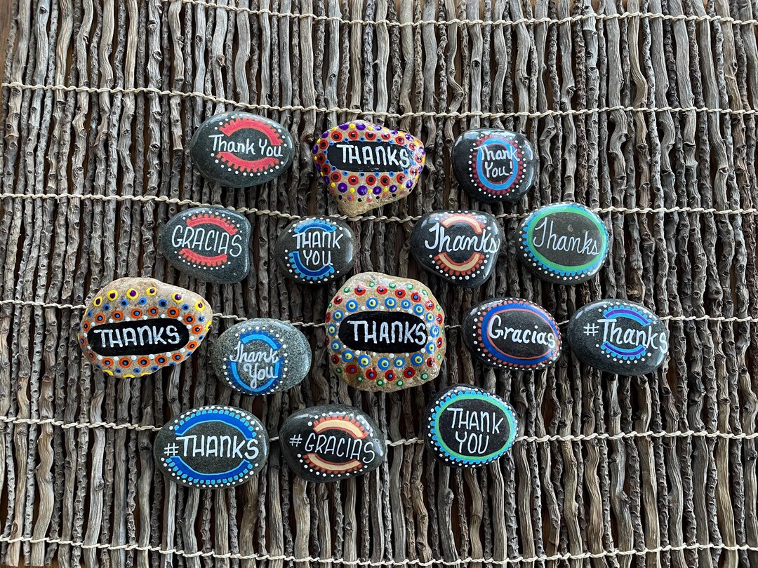 Chalkboard Style Hand Painted Thank You Rocks| Small Brightly Colored ...