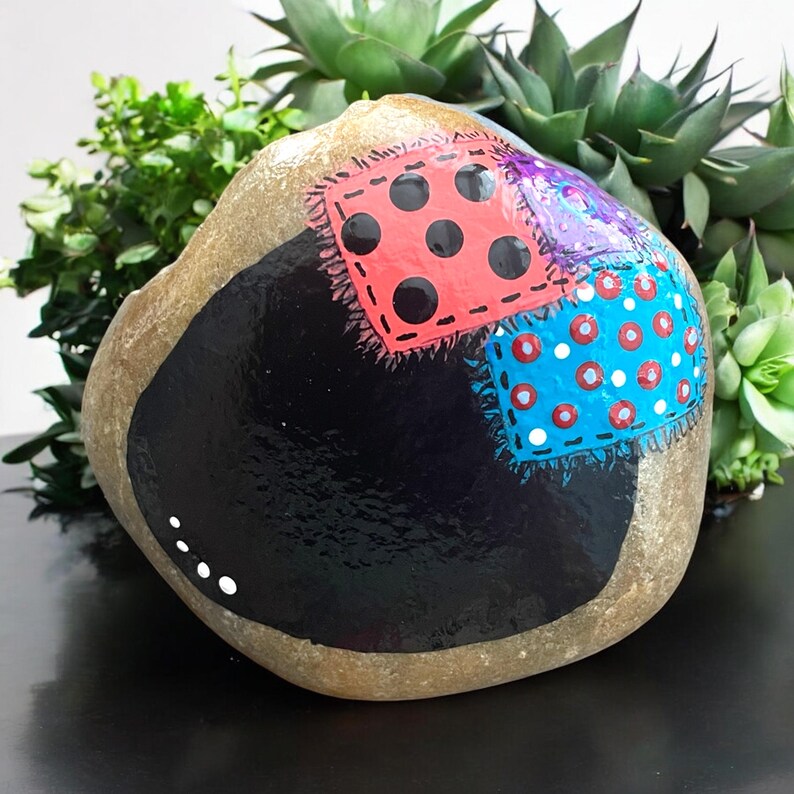 Message Stones L Hand-painted Chalkboard Rocks | Customizable Quilted ...
