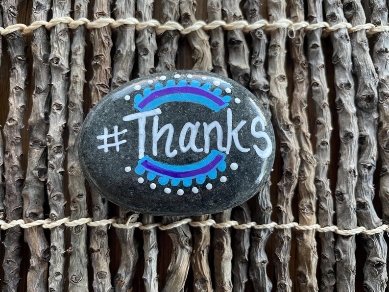 Chalkboard Style Hand Painted Thank You Rocks| Small Brightly Colored ...