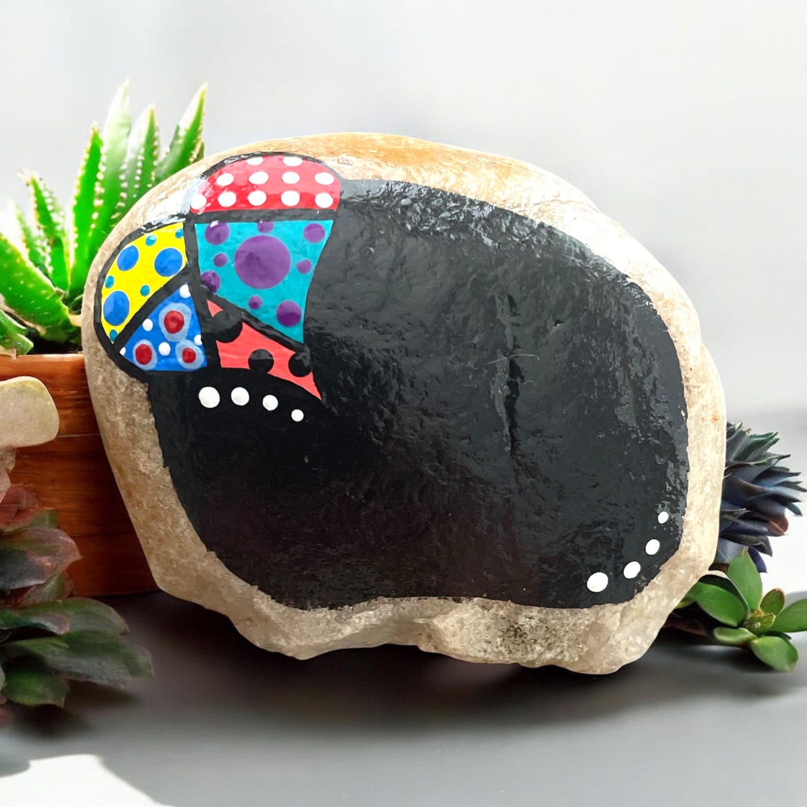 Message Stones L Hand-painted Chalkboard Rocks | Customizable Quilted ...