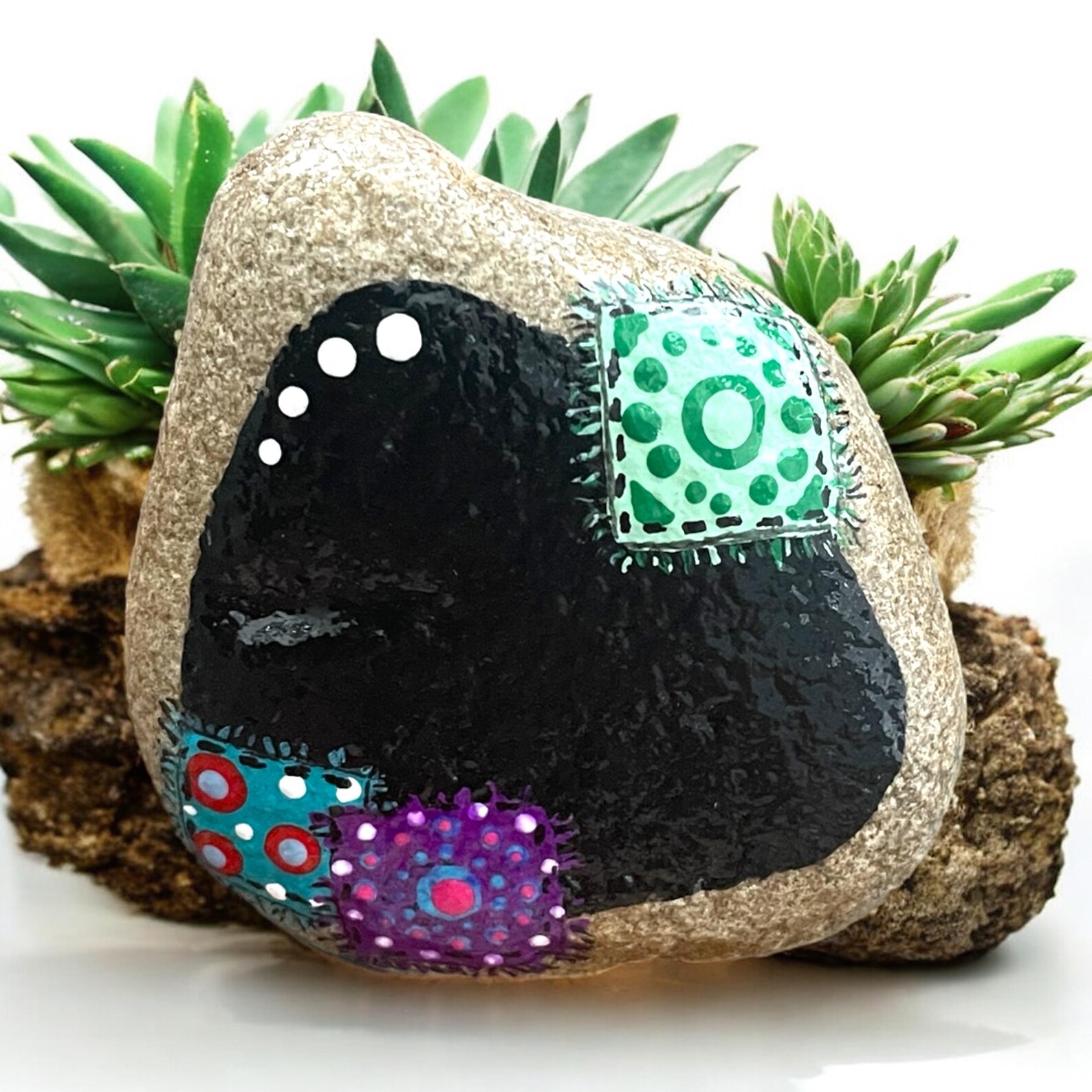 Message Stones L Hand-painted Chalkboard Rocks | Customizable Quilted ...