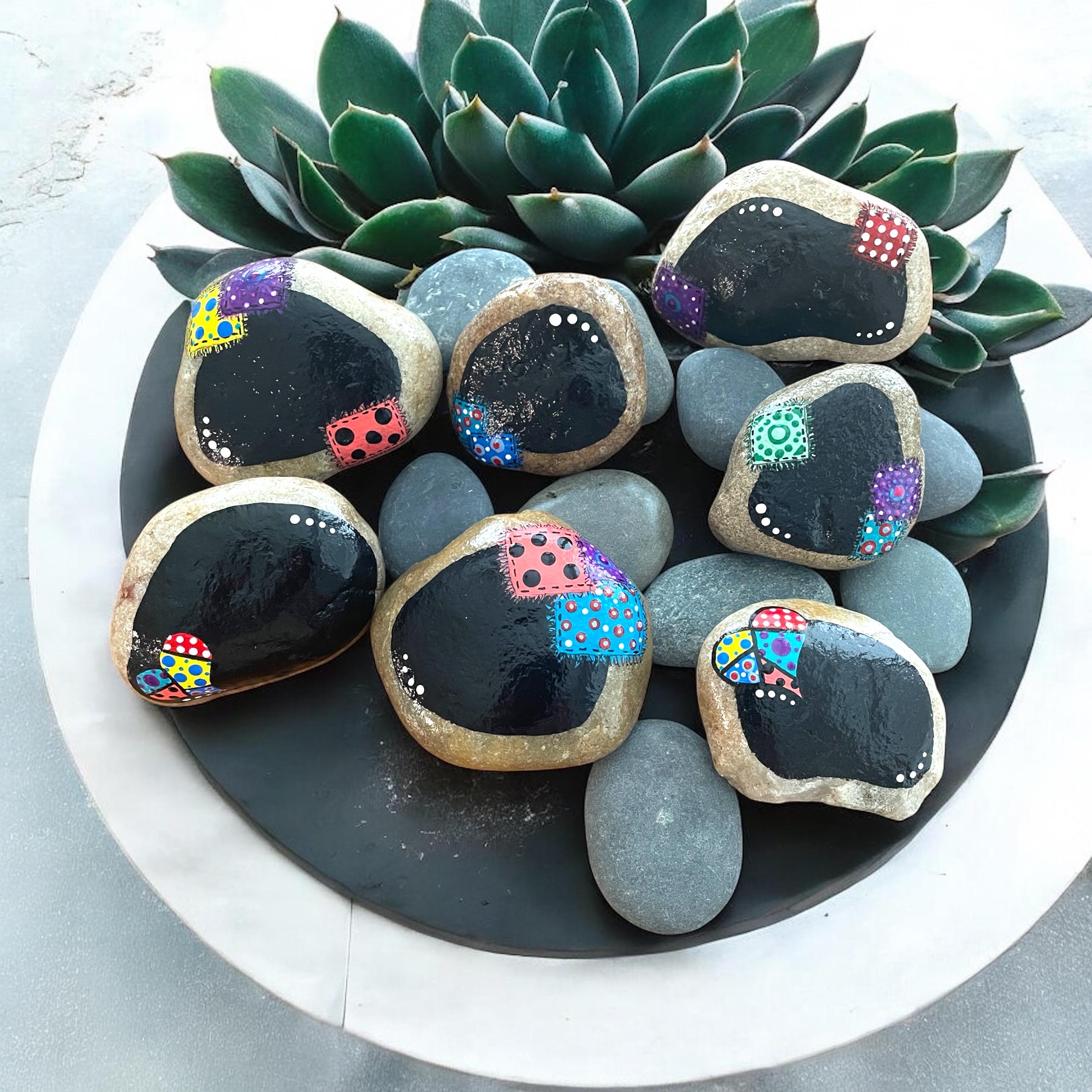 Message Stones L Hand-painted Chalkboard Rocks | Customizable Quilted ...