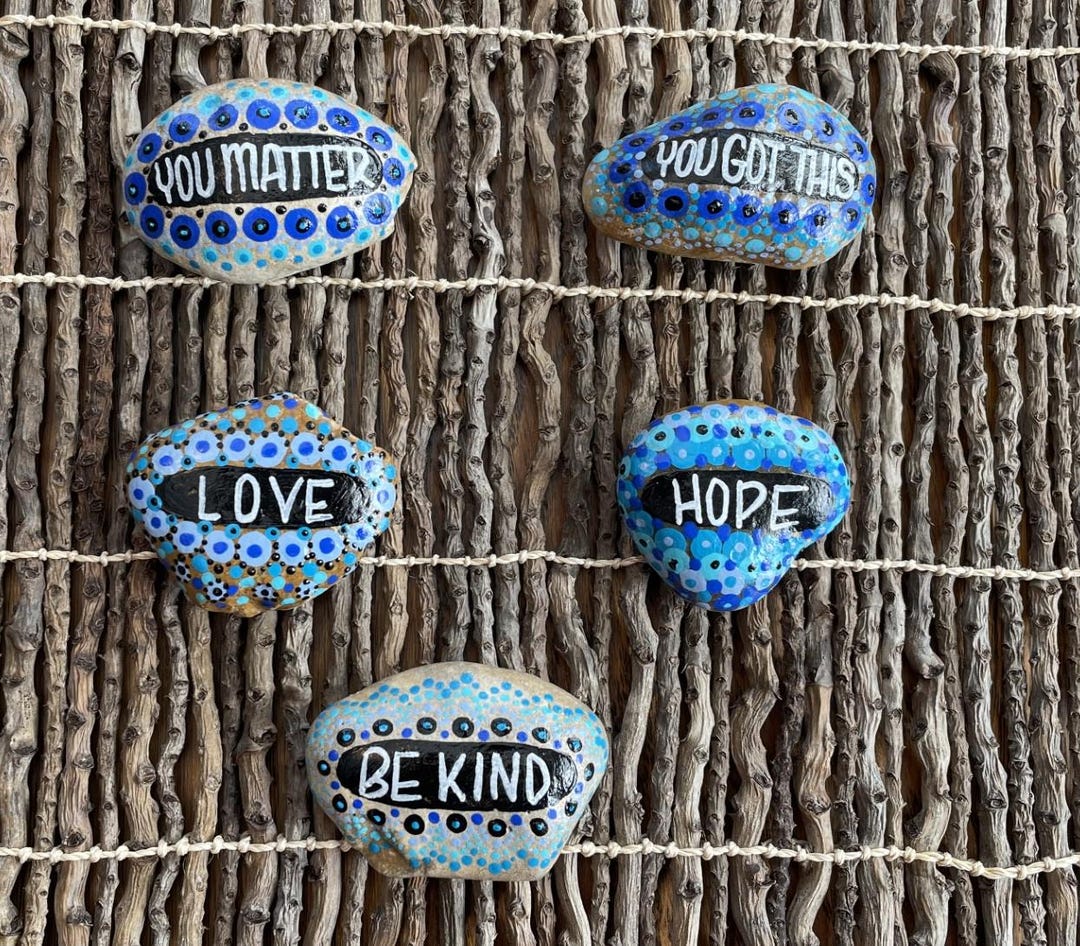 5 Rock Set: Inspirational Hand-painted Rocks, Kindness Rock, Hope ...