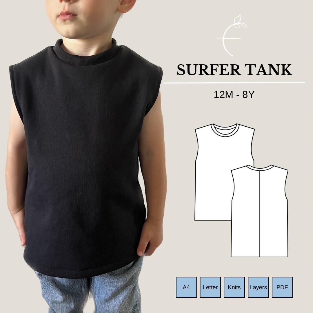 Surfer Tank Top PDF Sewing Pattern for Babies, Toddlers, and Kids (12m ...