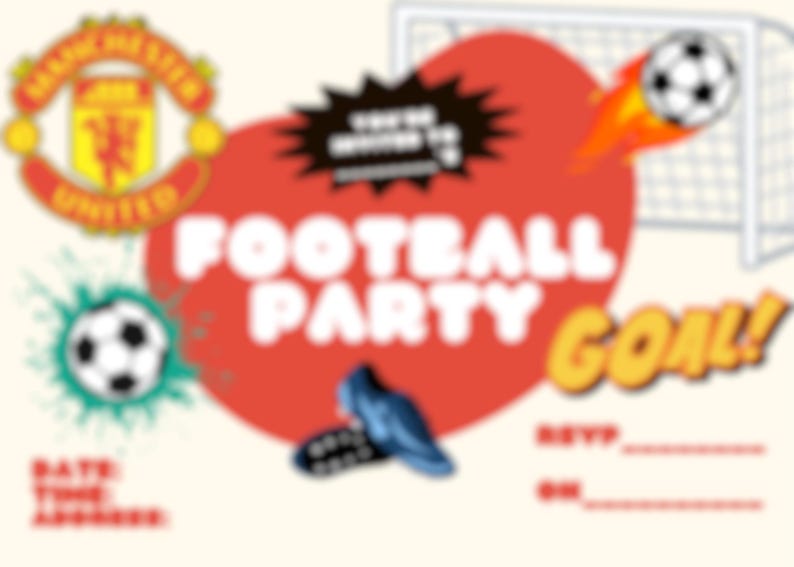 Manchester United Birthday Party Invitation - Etsy