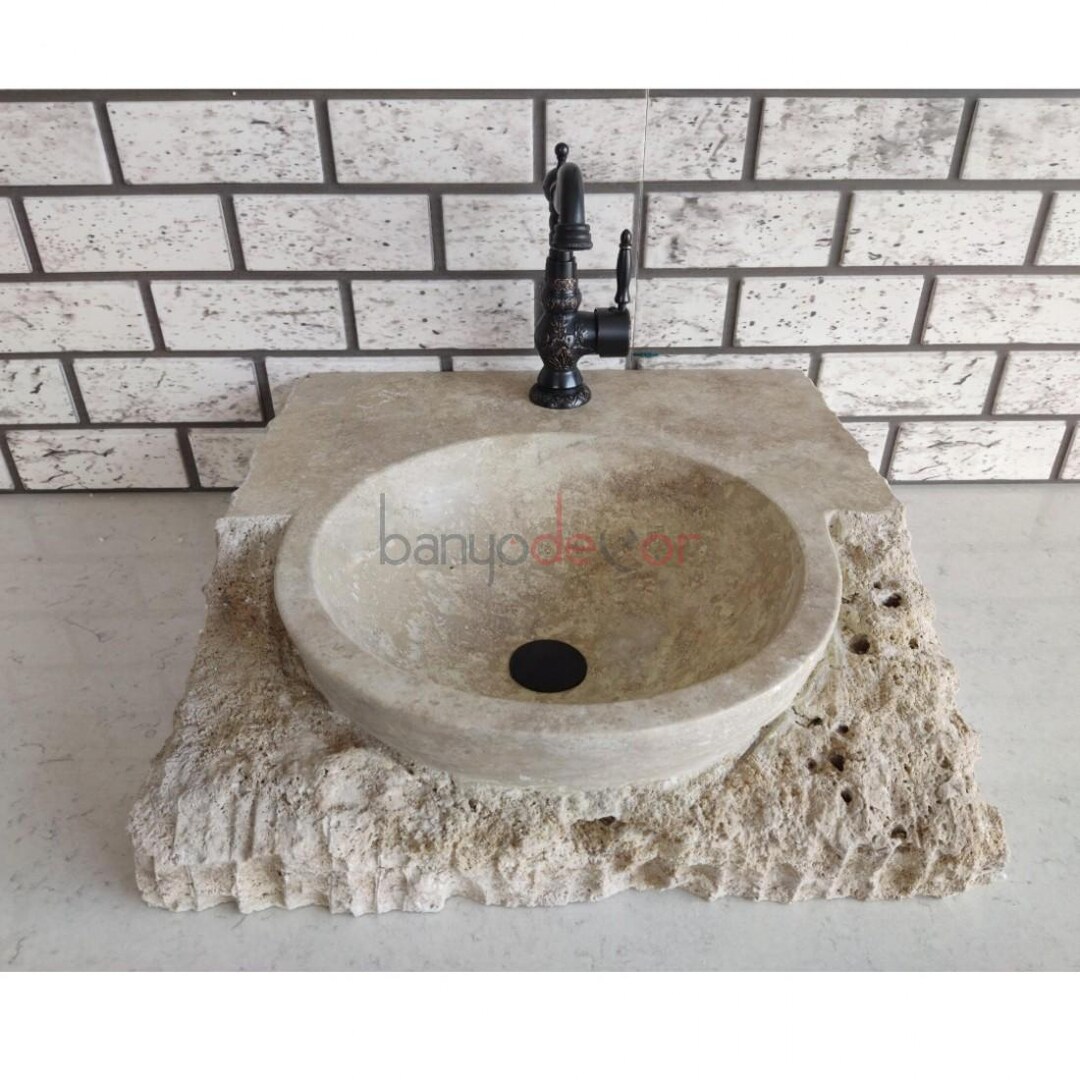 Beige Marble Sink. Travertine Solid Marble Sink .unfixed to Wall Basin ...