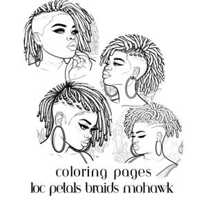 Coloring Pages Loc Petals Braids Mohawk Women 13 Pages PRINTABLE PDF - Etsy