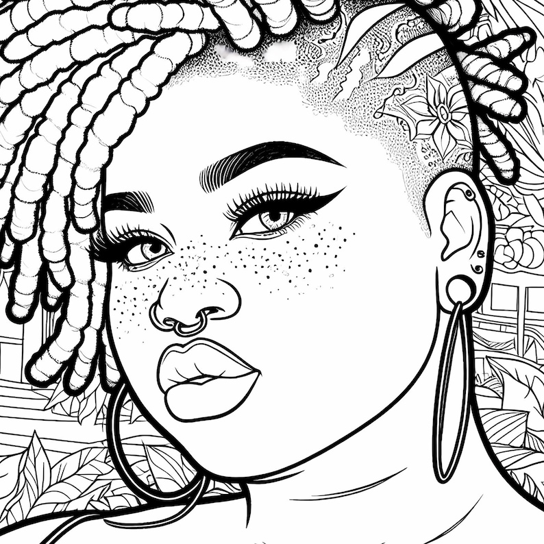 Coloring Pages Loc Petals Braids Mohawk Women 13 Pages PRINTABLE PDF - Etsy