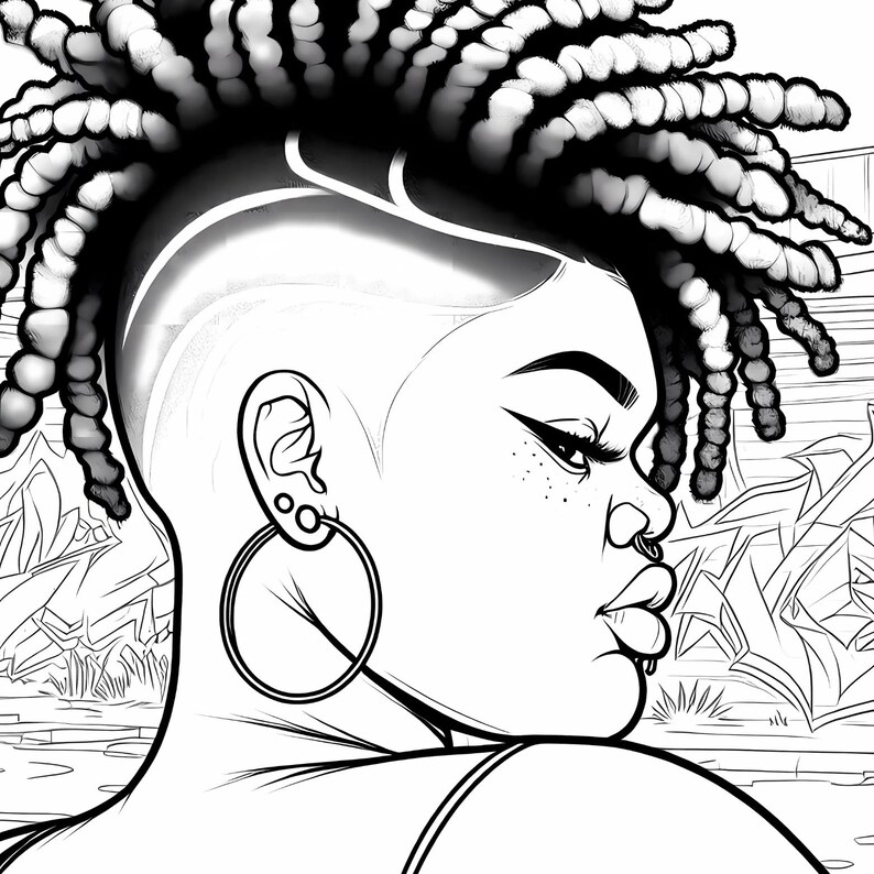 Coloring Pages Loc Petals Braids Mohawk Women 13 Pages PRINTABLE PDF - Etsy