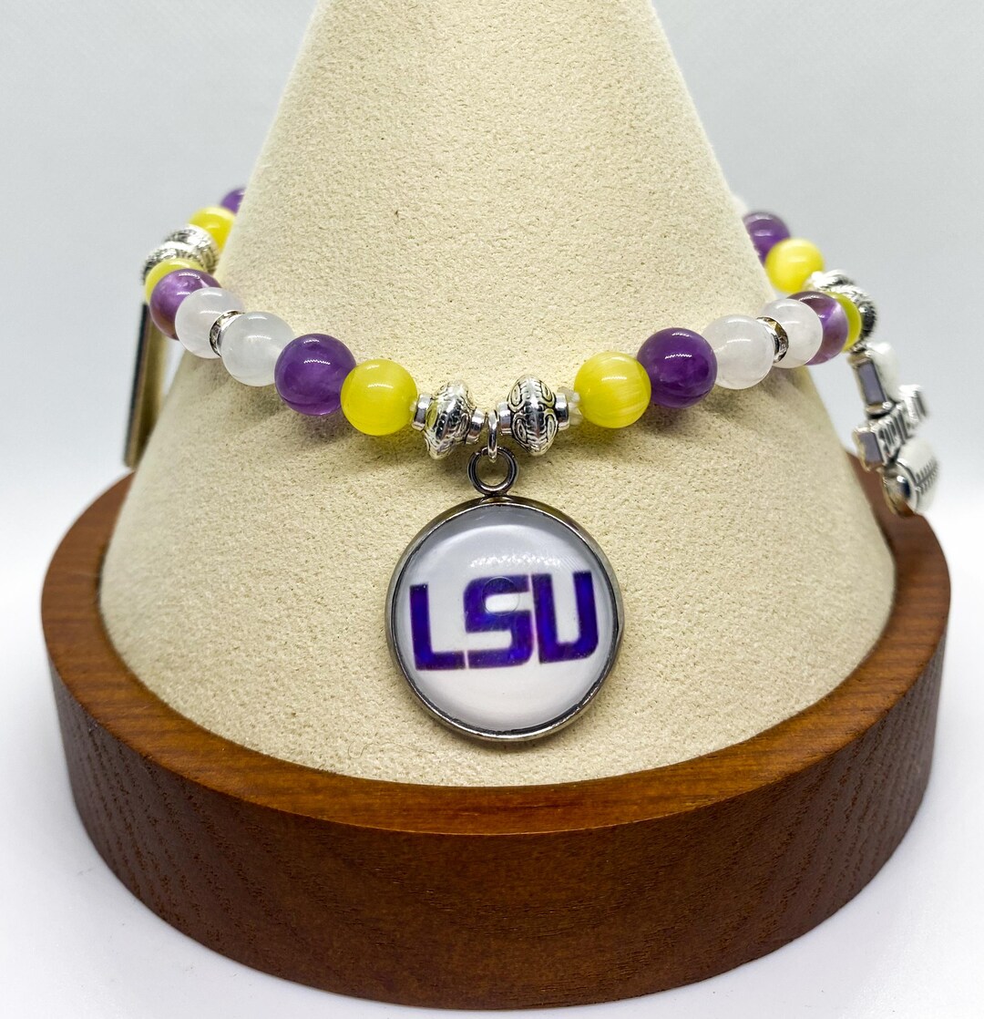 LSU Beaded Charm Bracelet: Amethyst, Moonstone, Cat's Eye - Etsy